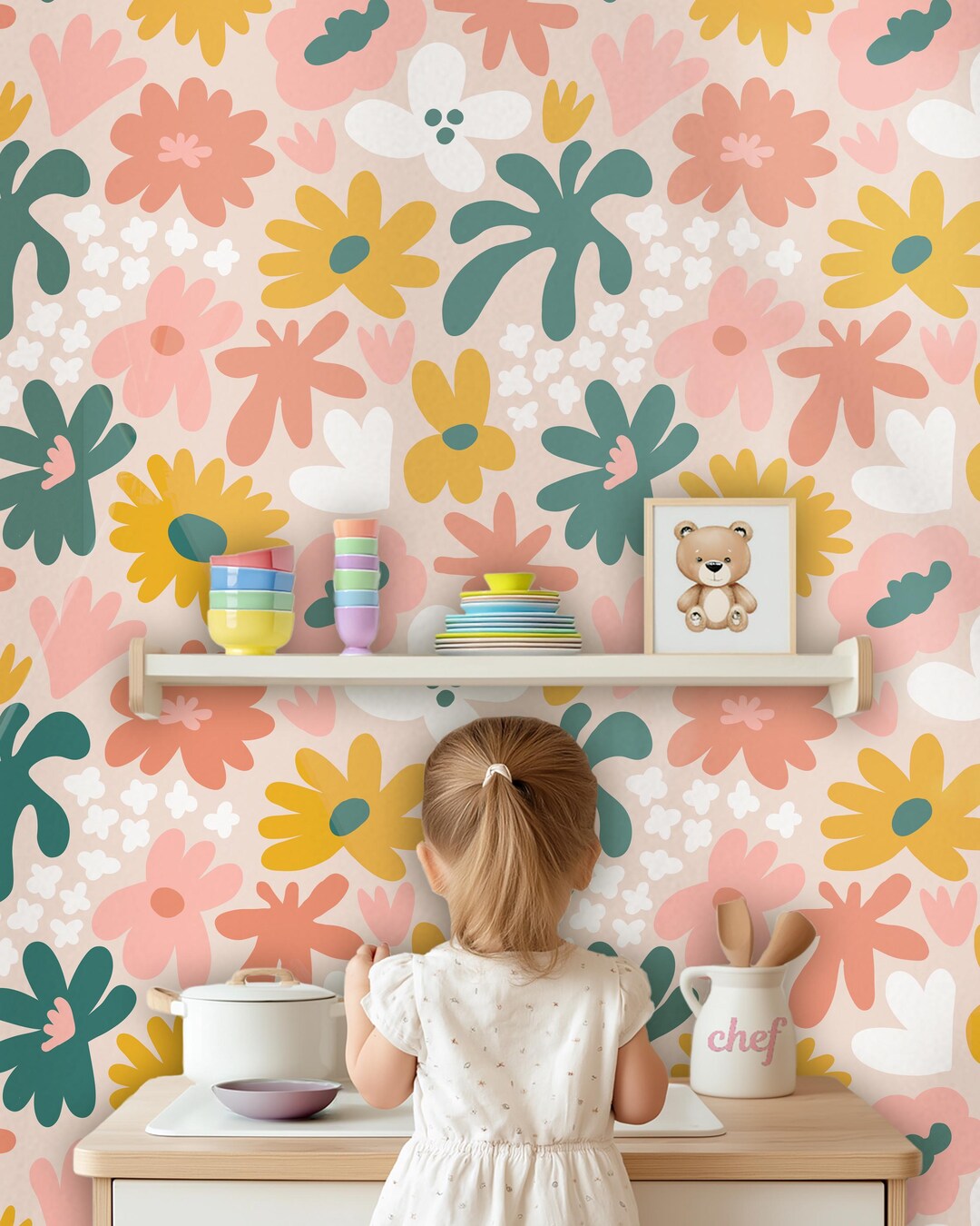 Cute Meadow Flowers Wallpaper | Modern Colorful Funny Kids Removable ...