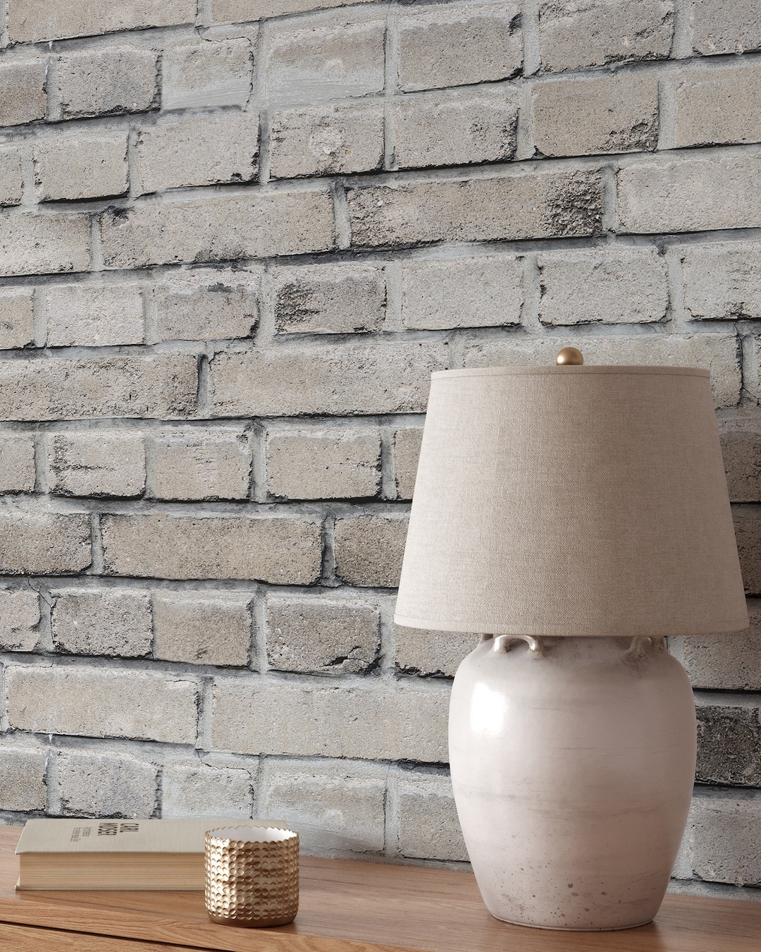 Gray Brick Wallpaper | Removable Brick Wall Mural | Realistic 3D Brick ...