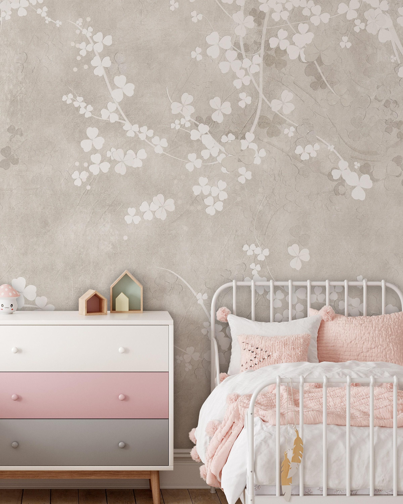 Blooming Sakura Mural | Removable Self Adhesive Pastel Leaves Wallpaper ...