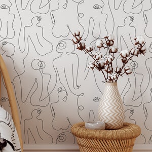 Female Pattern Wallpaper | Abstract Removable Self Adhesive Black White ...