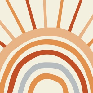 Boho Sun and Rays Mural | Removable Self Adhesive Sunset Mural | Home ...
