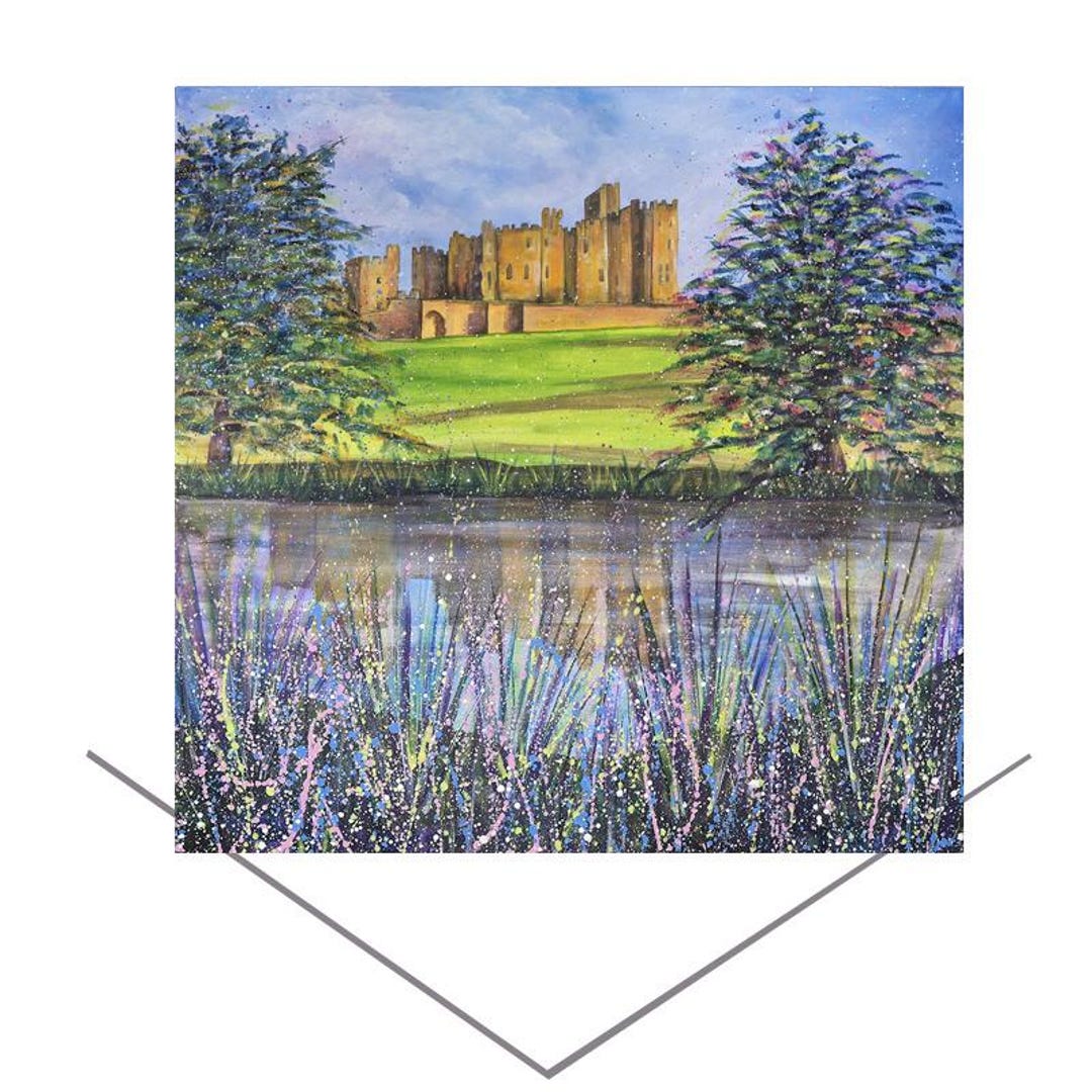 Alnwick Castle Summer Greetings Card-northumberland-colourful Flower ...
