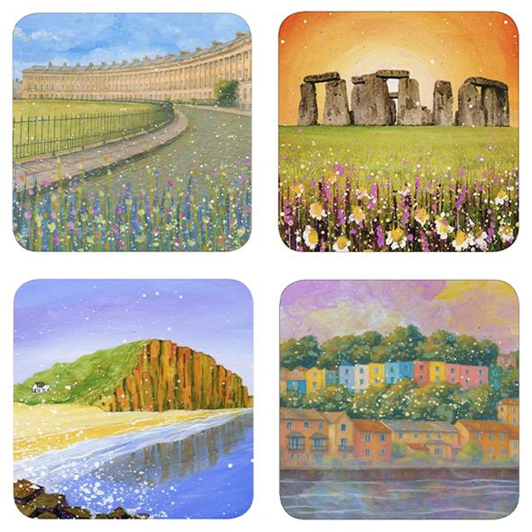 South West Coasters in a Box-set of 4 Coasters- Royal Crescent, Bath ...