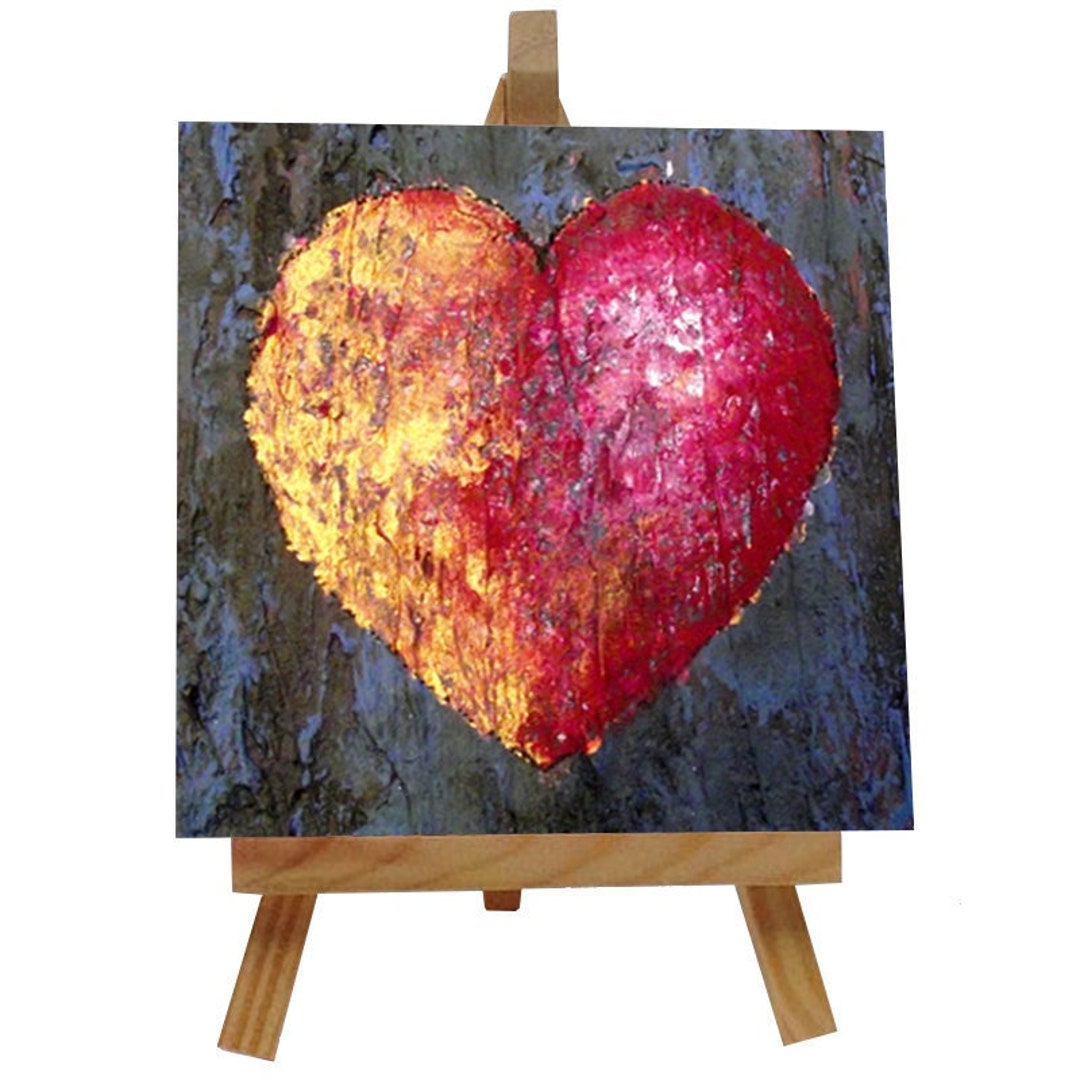 Gold Love Heart Hand Pressed Ceramic Tile - Valentines Day Tile - Home ...