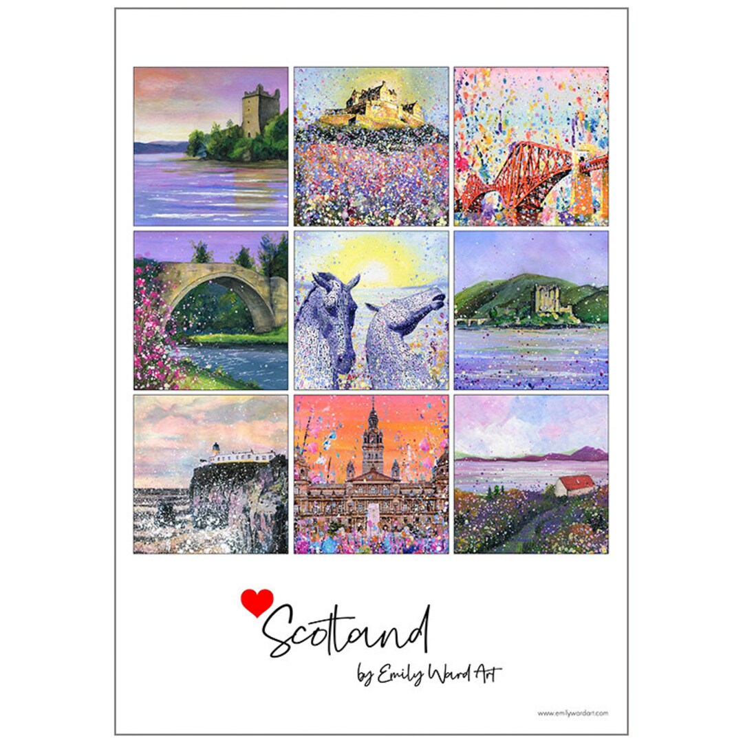 Scotland Tea Towel-pictures From Original Art-premium Cotton-79cm X ...