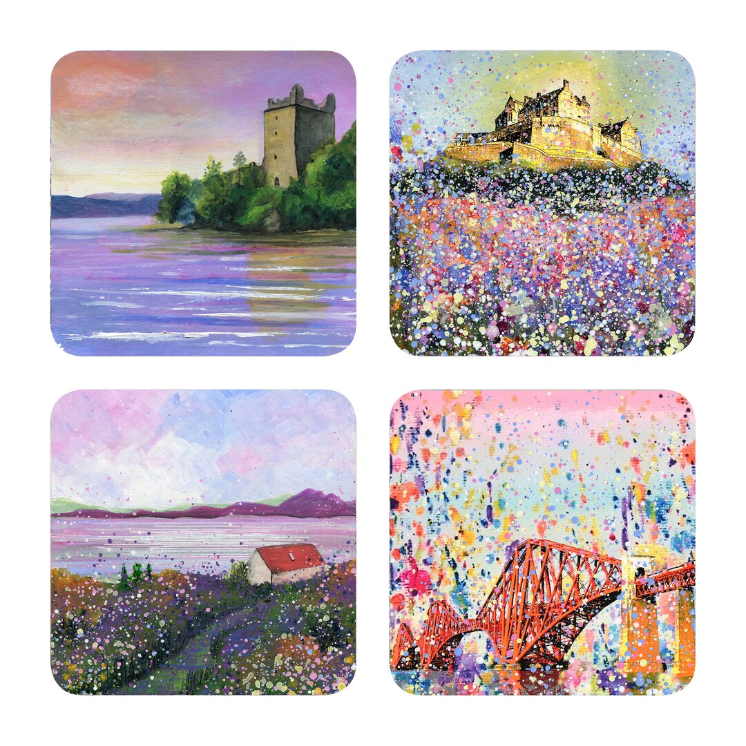 Scotland Coasters in a Gift Box-set of 4 Coaster-urquhart Castle ...