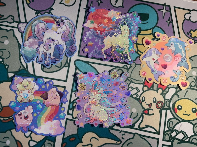 Lisa Frank Inspired PKMN Stickers - Etsy