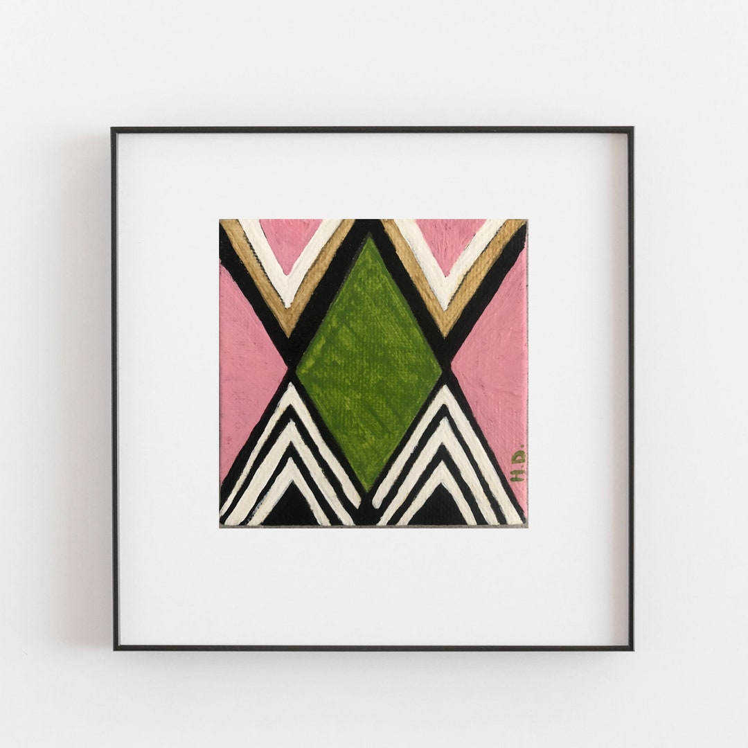 Pink Geo/original Painting on Canvas - Etsy