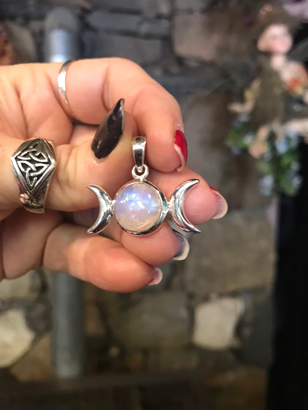 Triple Moon Amulet~ Rainbow Moonstone, Medium - Etsy