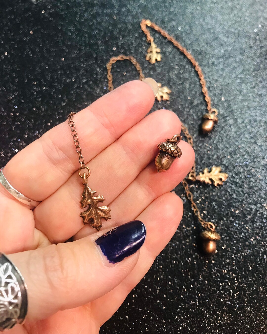 Oak & Acorn Pendulum in Copper - Etsy