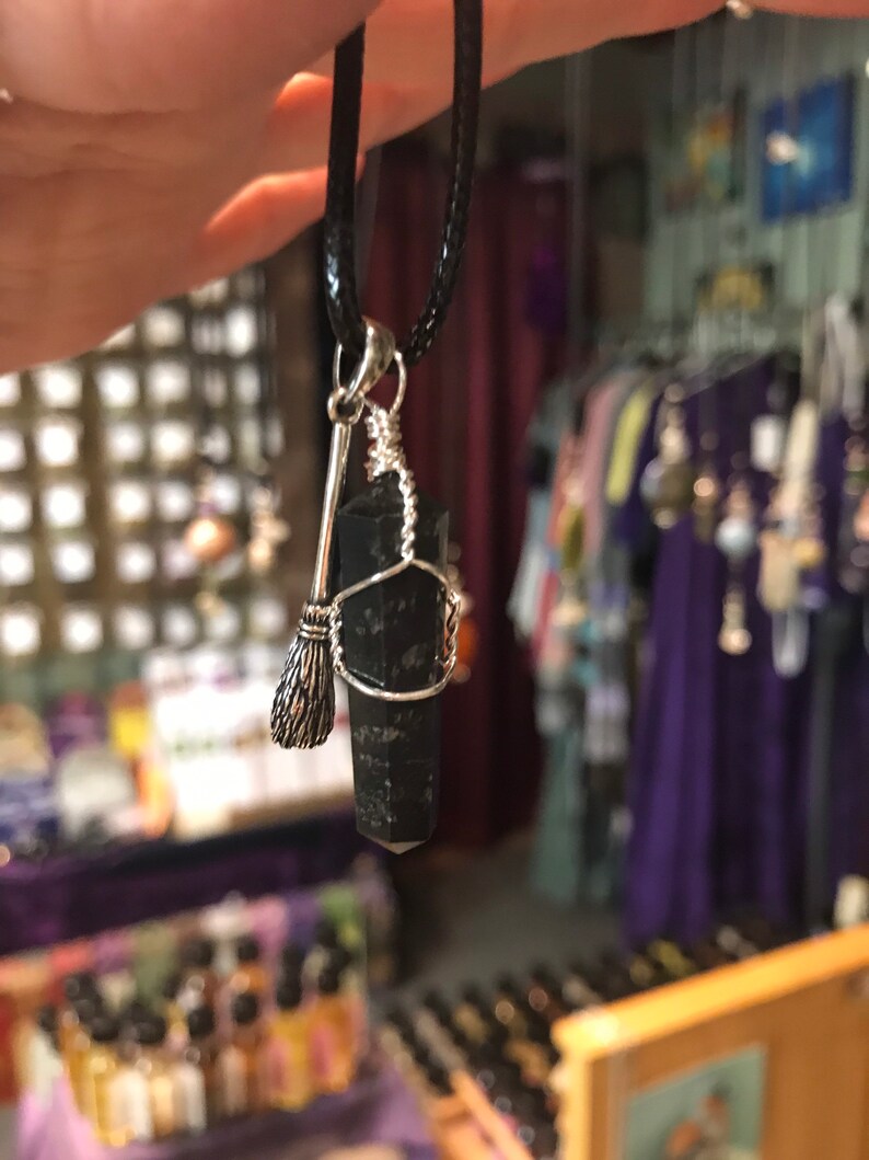 Witches Broom of Protection Amulet Black Obsidian and - Etsy