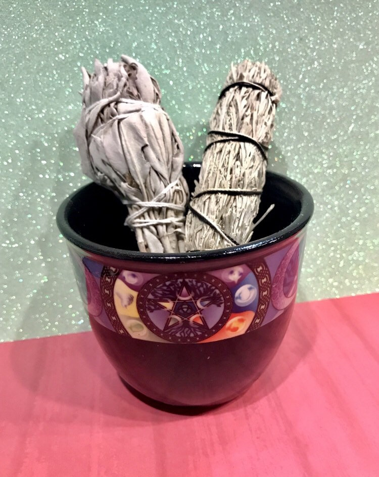 Smudging Bowl Set~ Elemental Witch~ With White & Desert Sage Bundles - Etsy