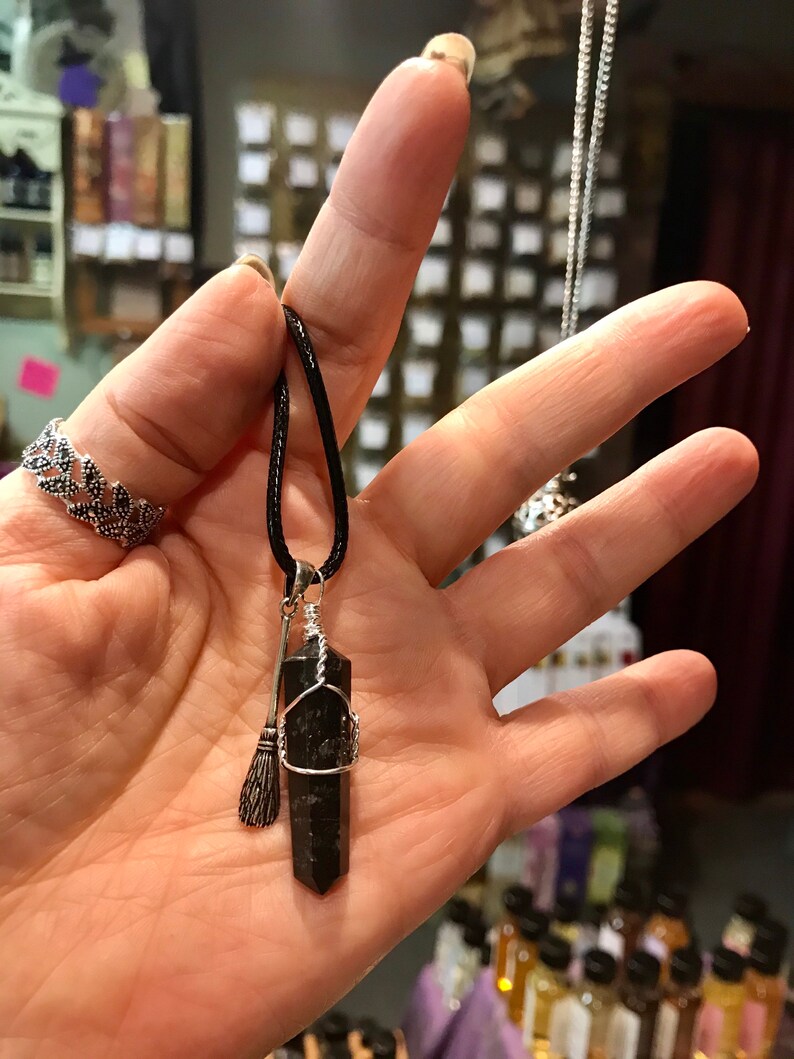 Witches Broom of Protection Amulet Black Obsidian and - Etsy
