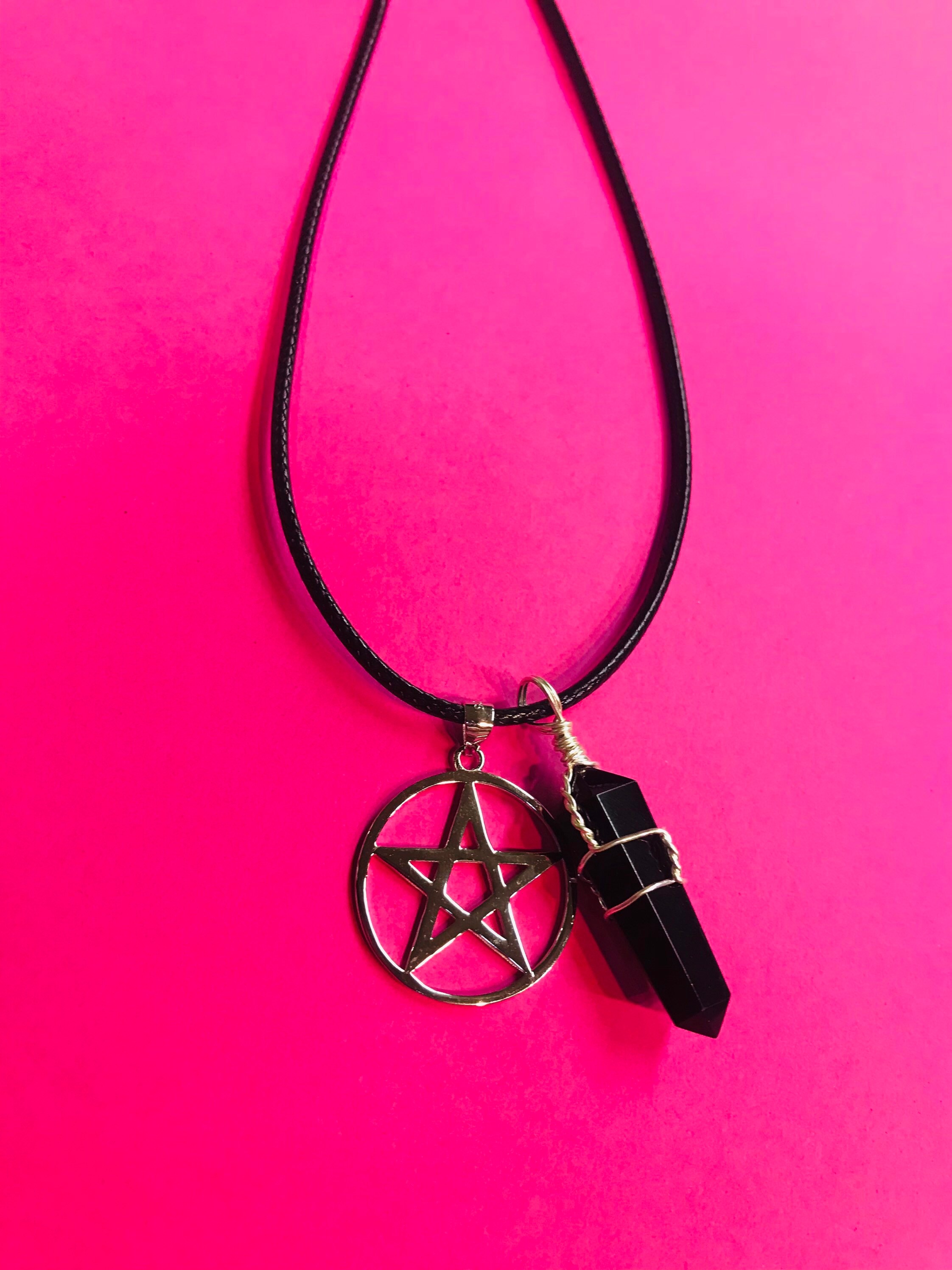 Witches Transformation Amulet~ Obsidian Point and Silver Pentacle - Etsy