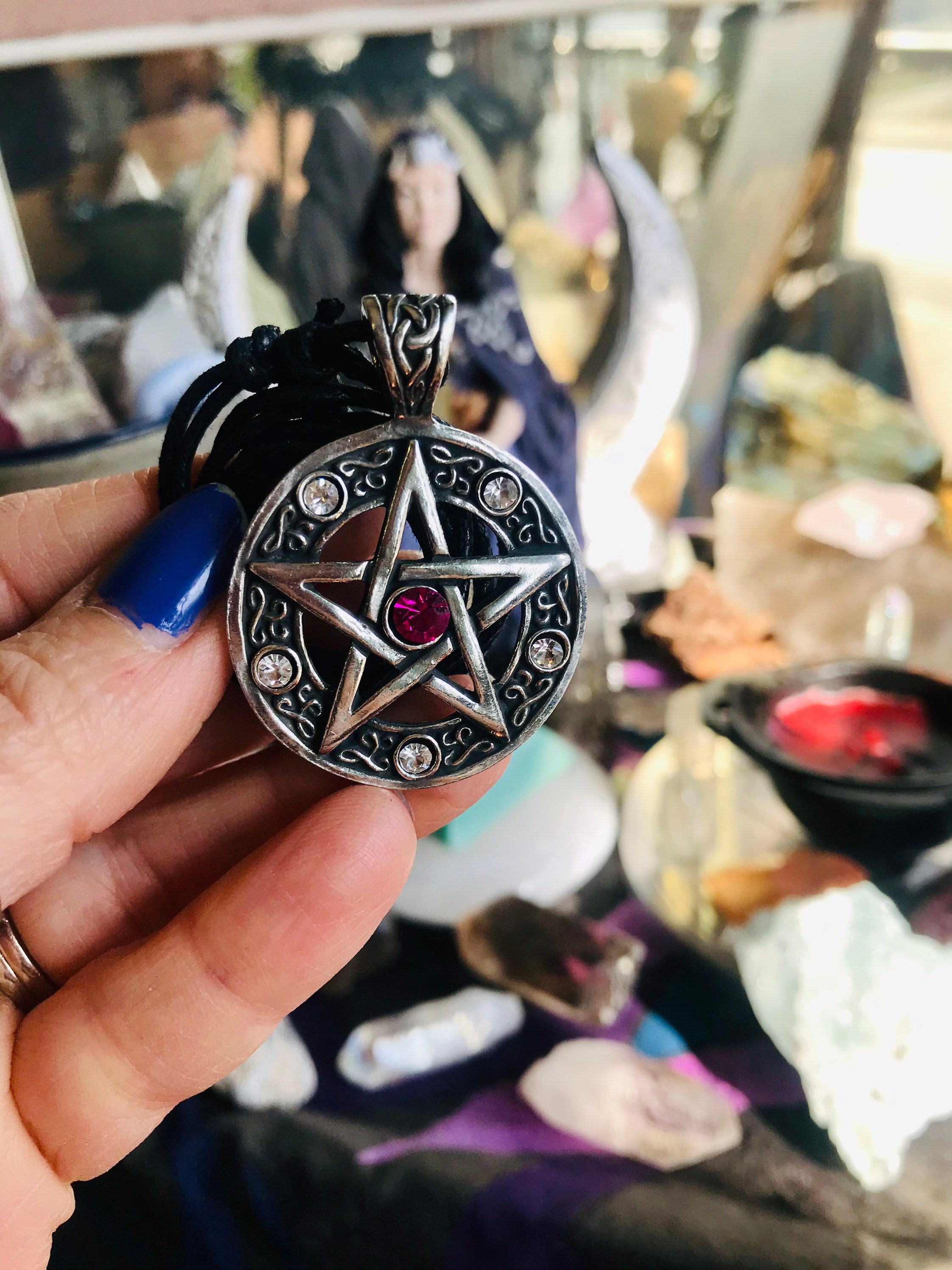 Pentacle Magick Amulet~white and Hot Pink Power - Etsy