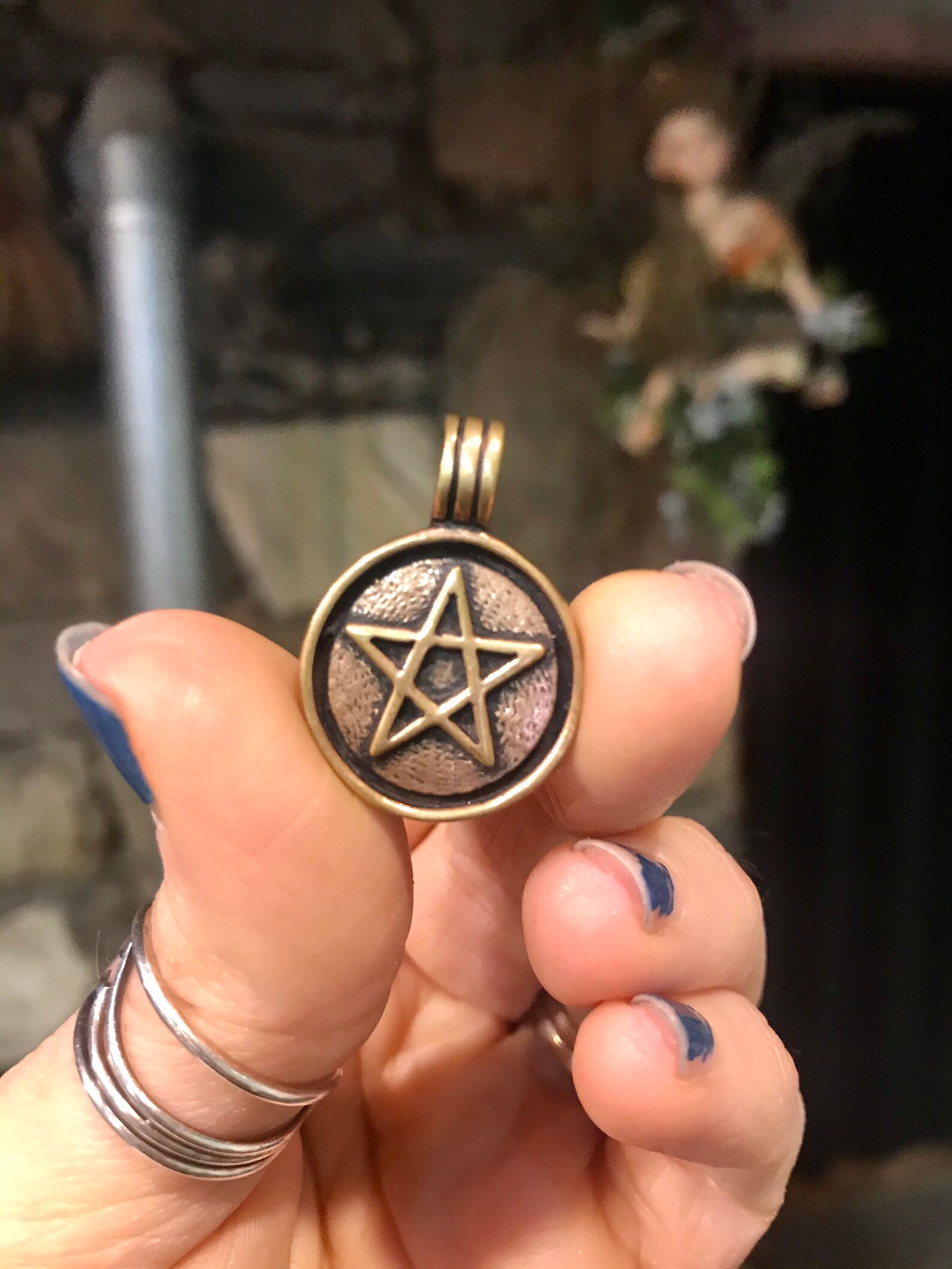 Pentacle Amulet Bronze Classic Pagan - Etsy