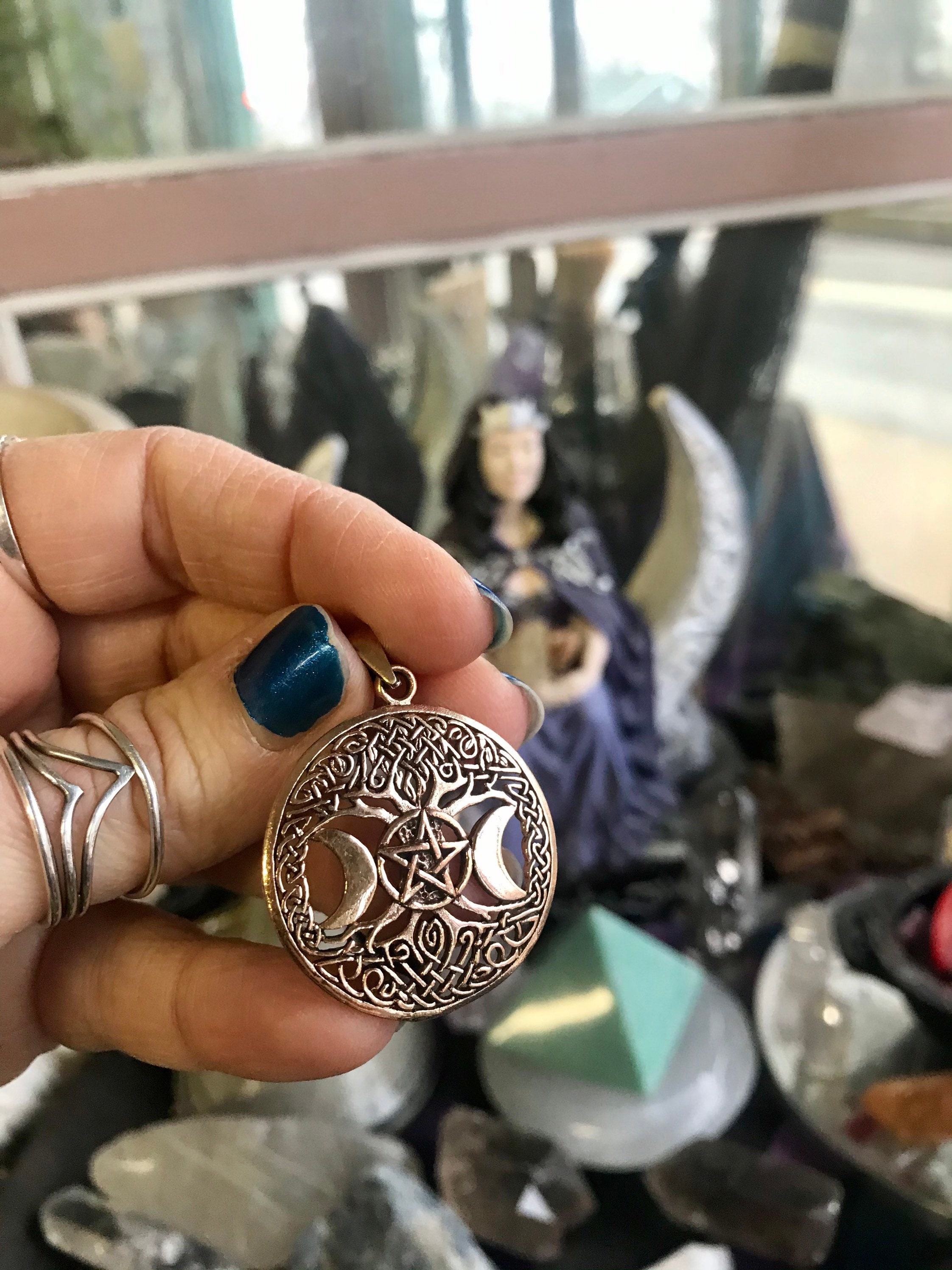 Bronze Witches Triple Moon Pentacle Tree of Life Amulet | Etsy