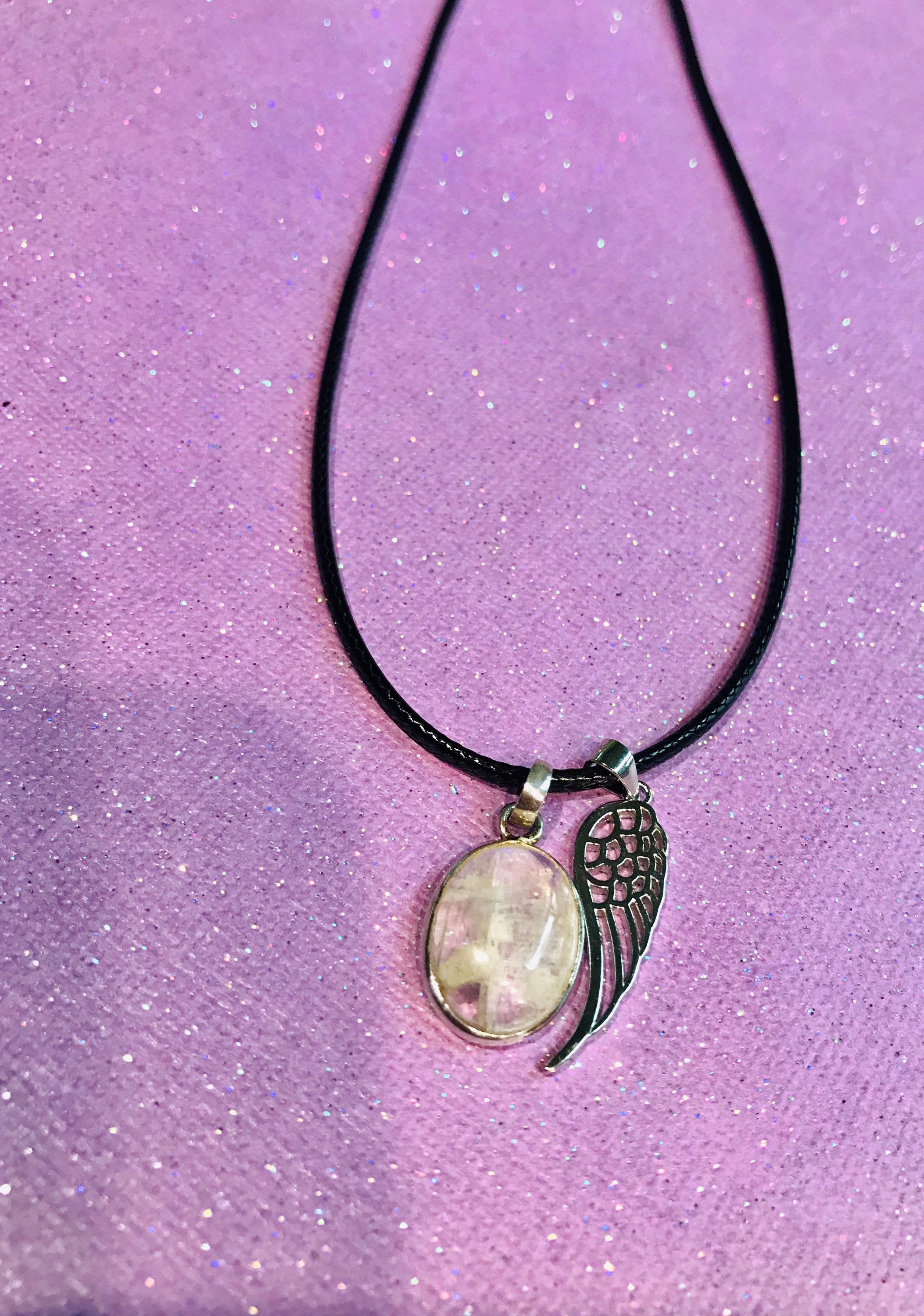 Rainbow Moonstone Silver Angel Wing Amulet Divinely Guided - Etsy.de