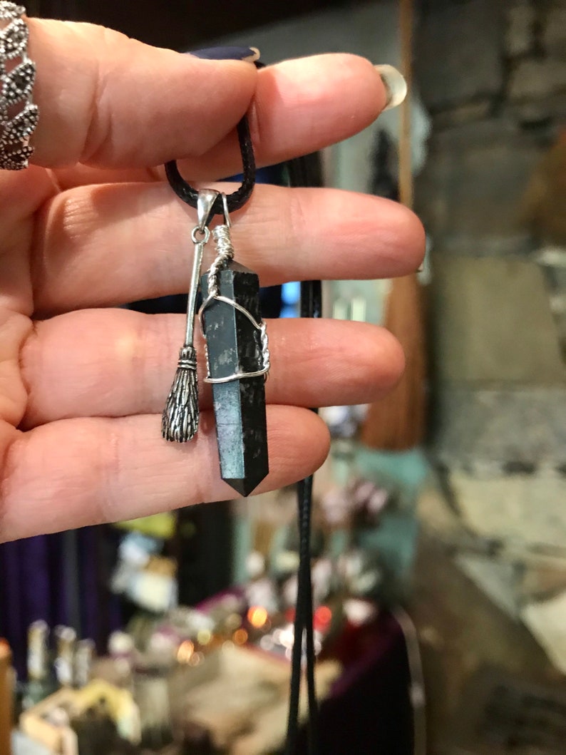 Witches Broom of Protection Amulet Black Obsidian and - Etsy