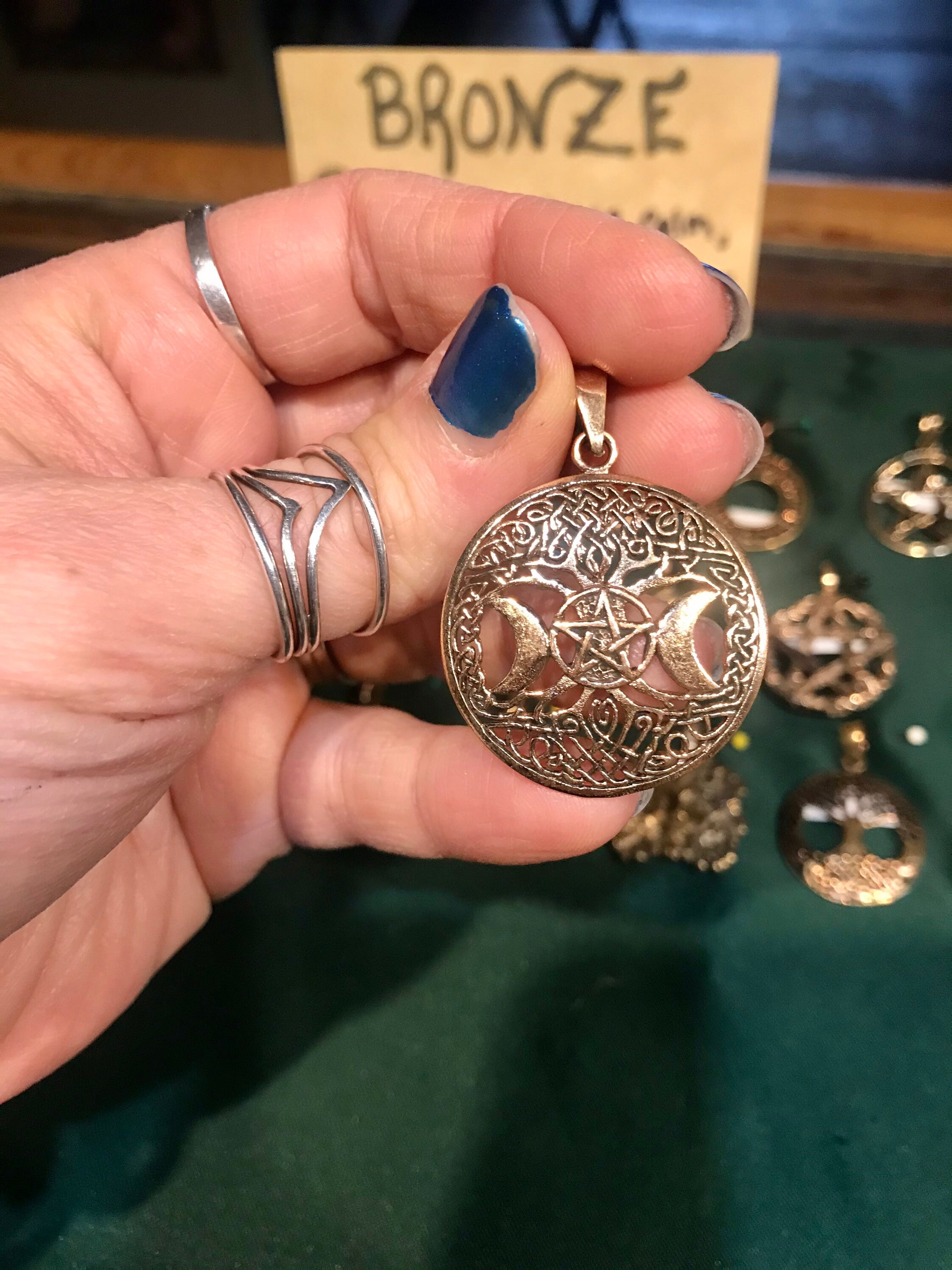 Bronze Witches Triple Moon Pentacle Tree of Life Amulet | Etsy