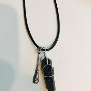 Witches Broom of Protection Amulet Black Obsidian and - Etsy