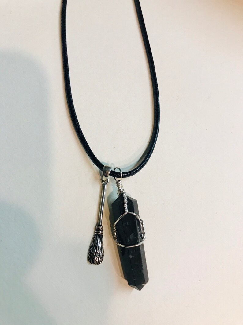 Witches Broom of Protection Amulet Black Obsidian and - Etsy