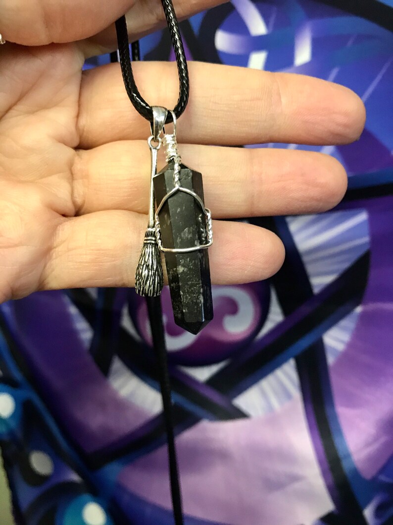 Witches Broom of Protection Amulet Black Obsidian and - Etsy