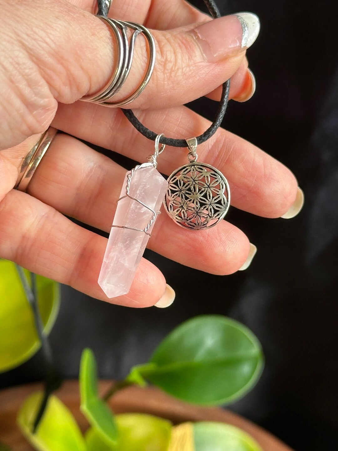 Rose Quartz and Flower of Life Amulet~ Cosmic Love - Etsy