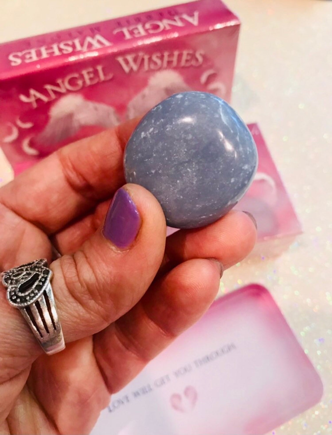 Angel Wishes Guidance/oracle Cards Set With Angelite - Etsy