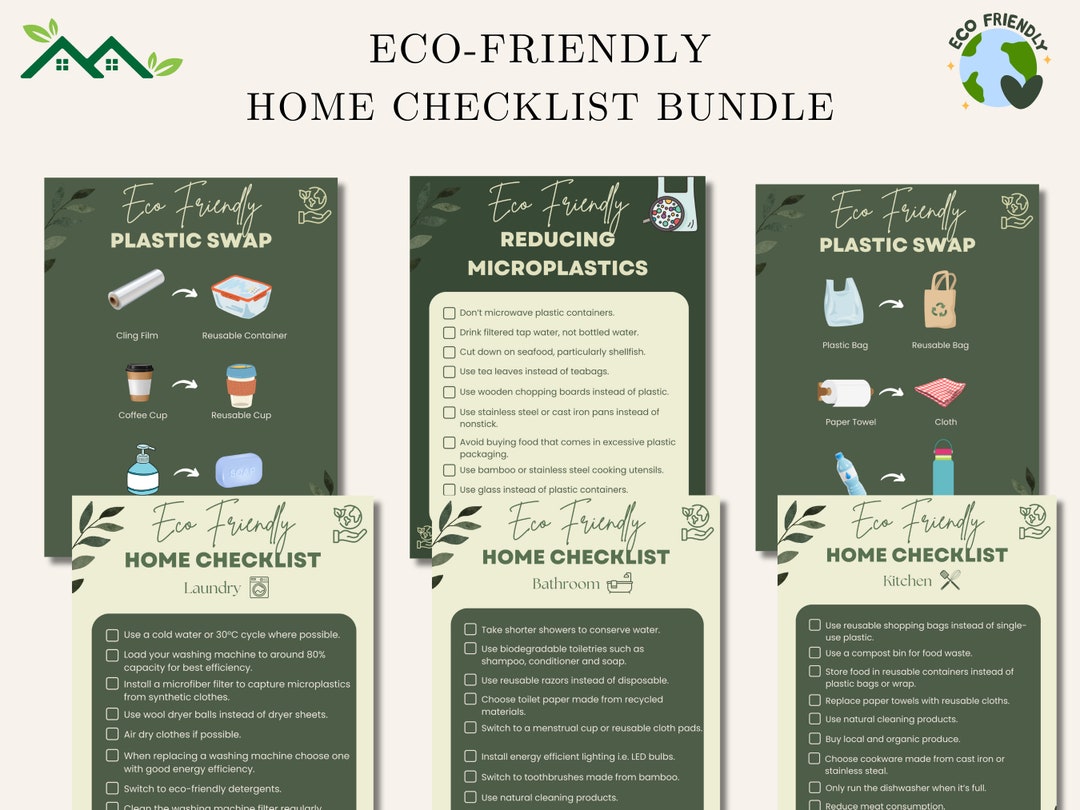Eco Friendly Home Checklist Bundle, Sustainability Planner, Environment ...