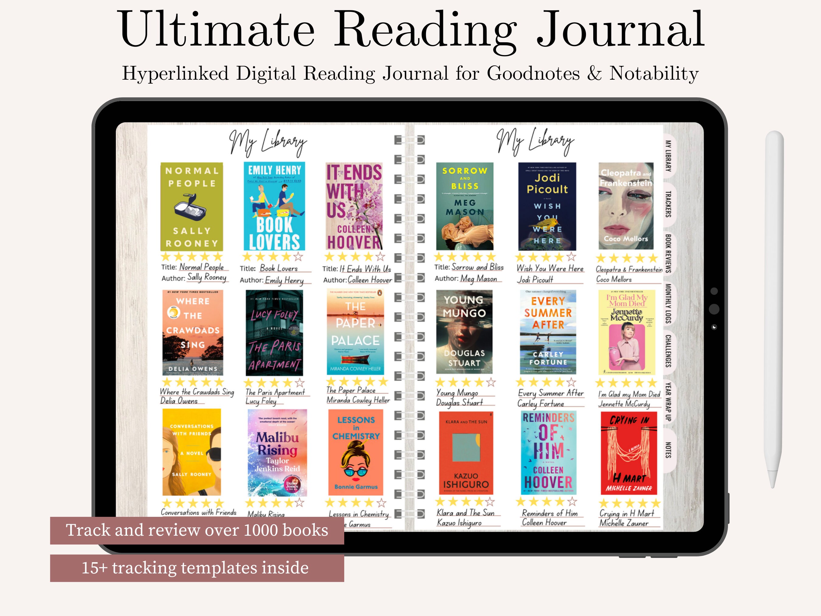 Digital Reading Journal, Reading Tracker, Planner, Goodnotes ...