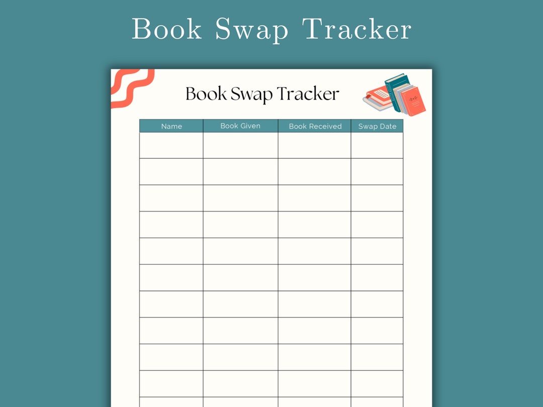Book Swap Tracker, Reading Log, Book Club Template, Used Books ...