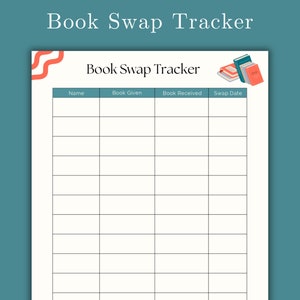 Book Swap Tracker, Reading Log, Book Club Template, Used Books ...