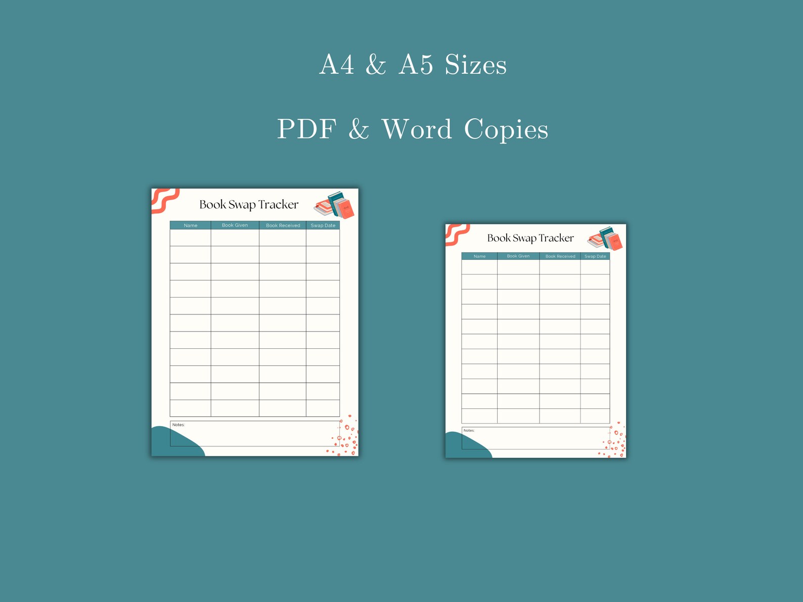 Book Swap Tracker, Reading Log, Book Club Template, Used Books ...