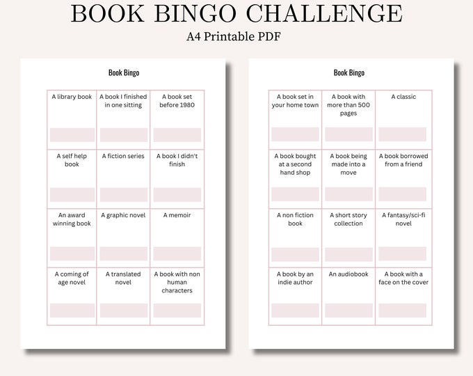 Book Bingo Reading Challenge: Printable Game (PDF Download) - Etsy Canada