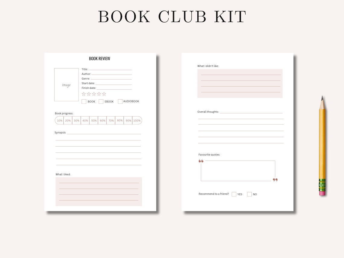 Book Club Kit, A4,A5 Printable PDF, Discussion Guide, Meeting Tracker ...