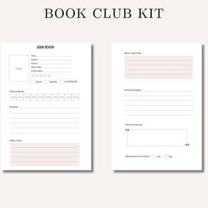 Book Club Kit, A4,A5 Printable PDF, Discussion Guide, Meeting Tracker ...