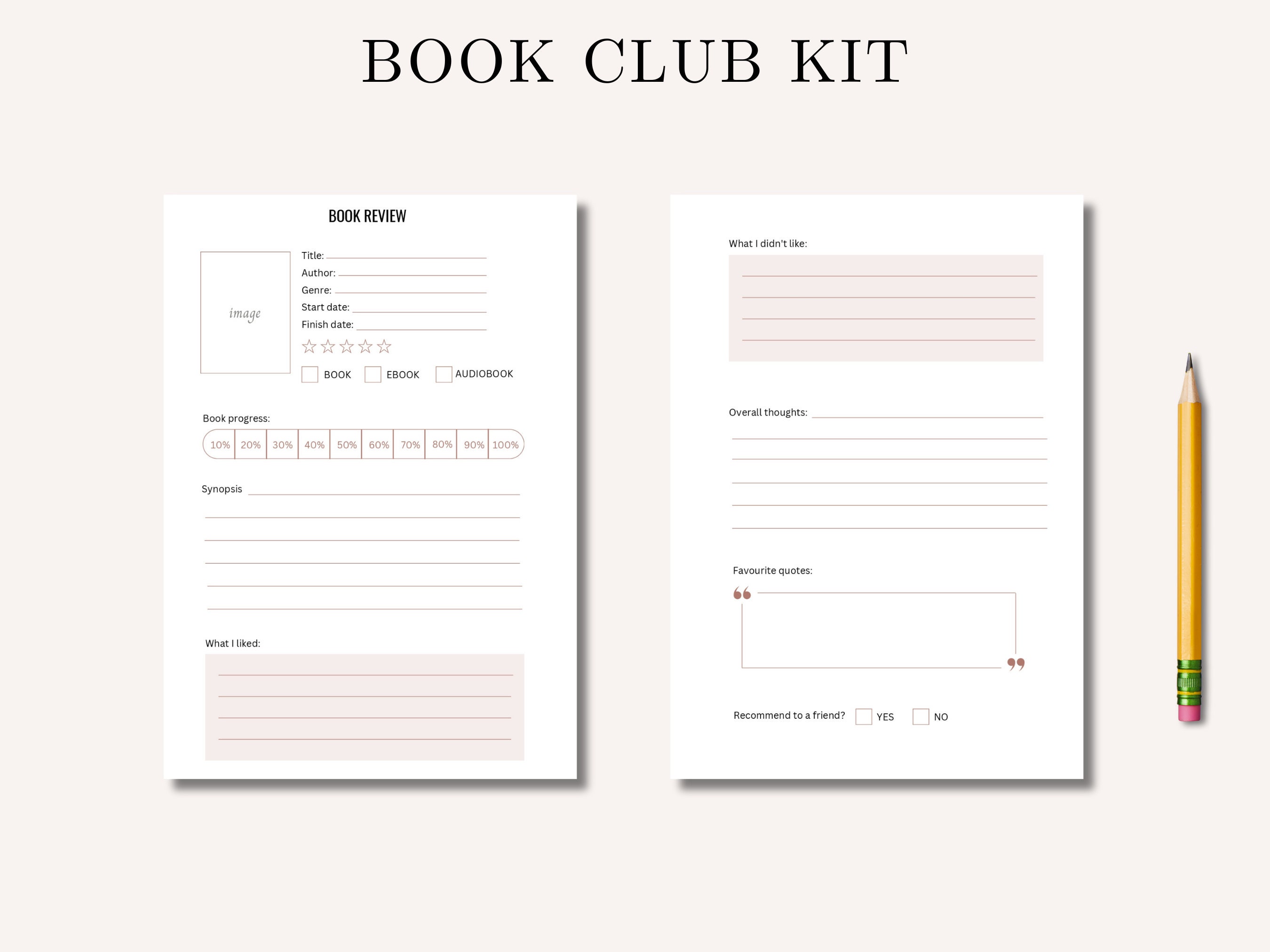 Book Club Kit, A4,A5 Printable PDF, Discussion Guide, Meeting Tracker ...