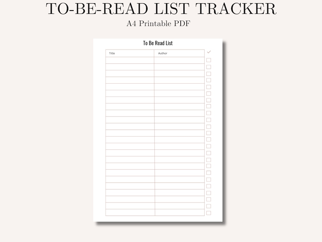To Be Read (TBR) List Tracker Template, A4 Size PDF Printable - Etsy