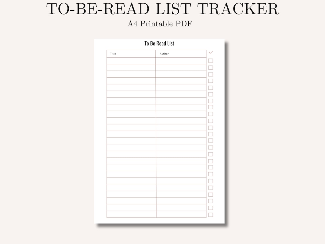 To Be Read TBR List Tracker Template, A4 Size PDF Printable - Etsy