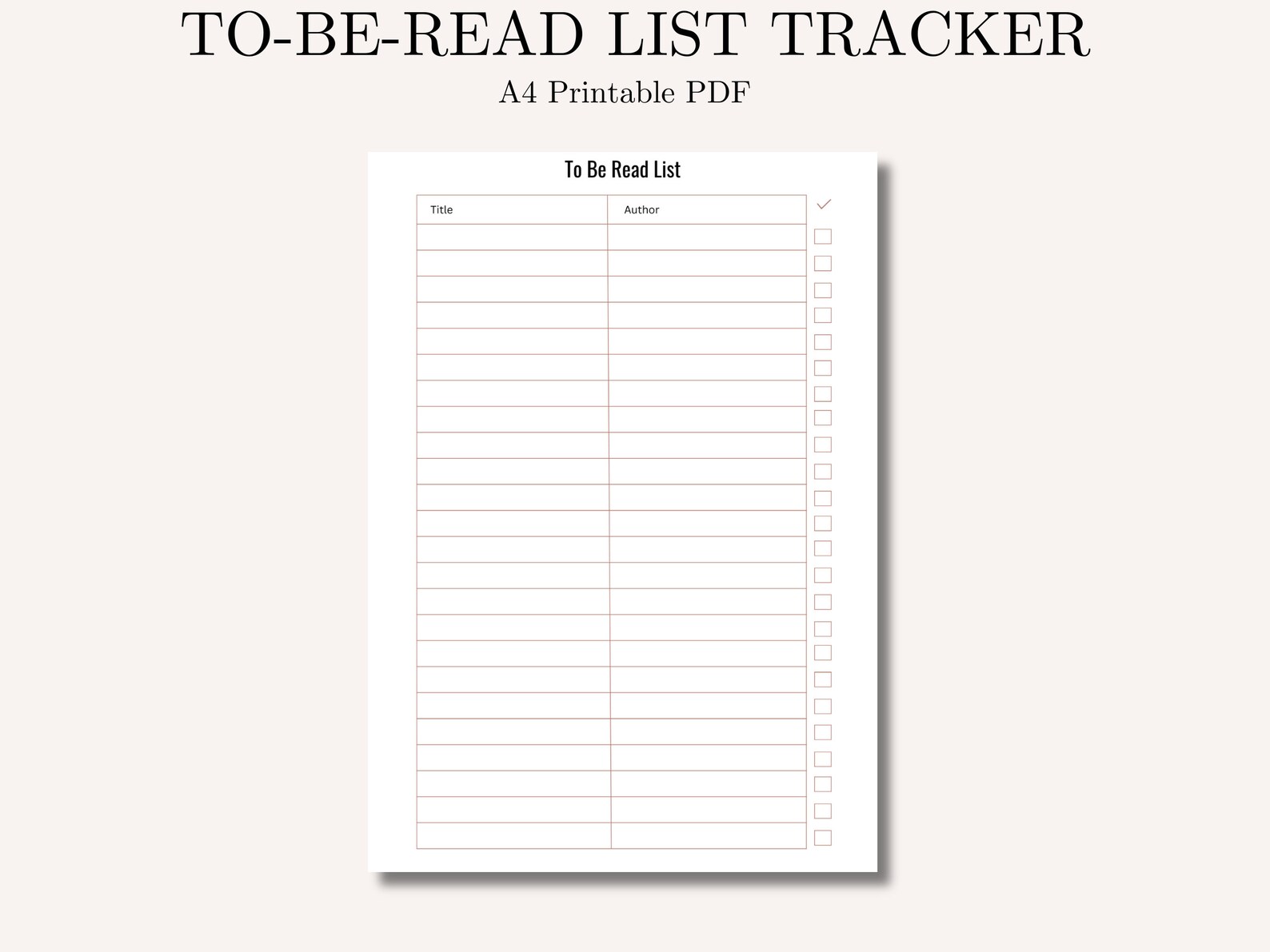 To Be Read (TBR) List Tracker Template, A4 Size PDF Printable - Etsy
