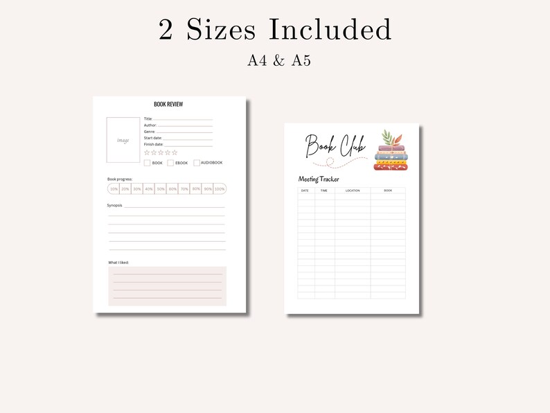 Book Club Kit, A4,A5 Printable PDF, Discussion Guide, Meeting Tracker ...