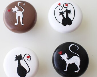 Handpainted Cat Knobs Breeds of Cats Drawer Pulls Dresser | Etsy