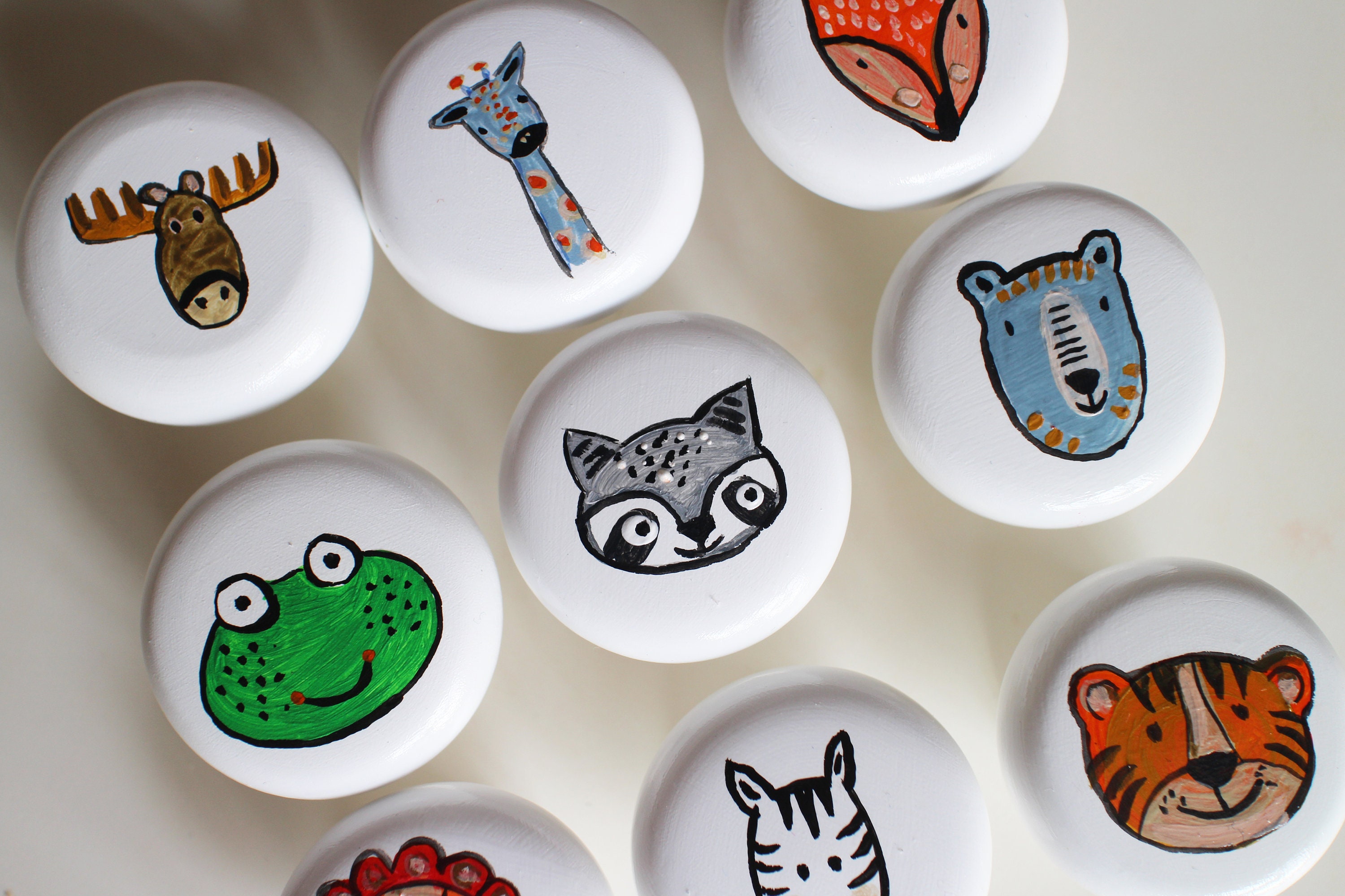 Animal Face Drawer Knobs Wooden Handmade Animal Drawer Knobs - Etsy