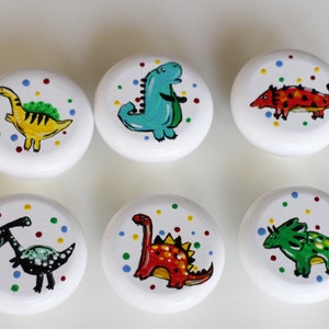 Dino Wooden Handpainted Dinosaur Drawer Knobs Kids Drawer - Etsy
