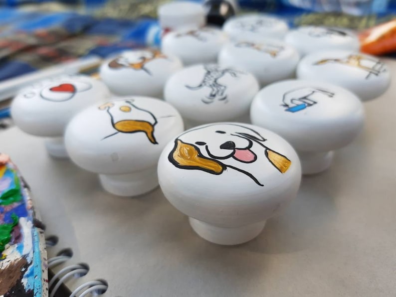 Handpainted Dog Knobs Breeds of Dogs Drawer Pulls Dresser - Etsy
