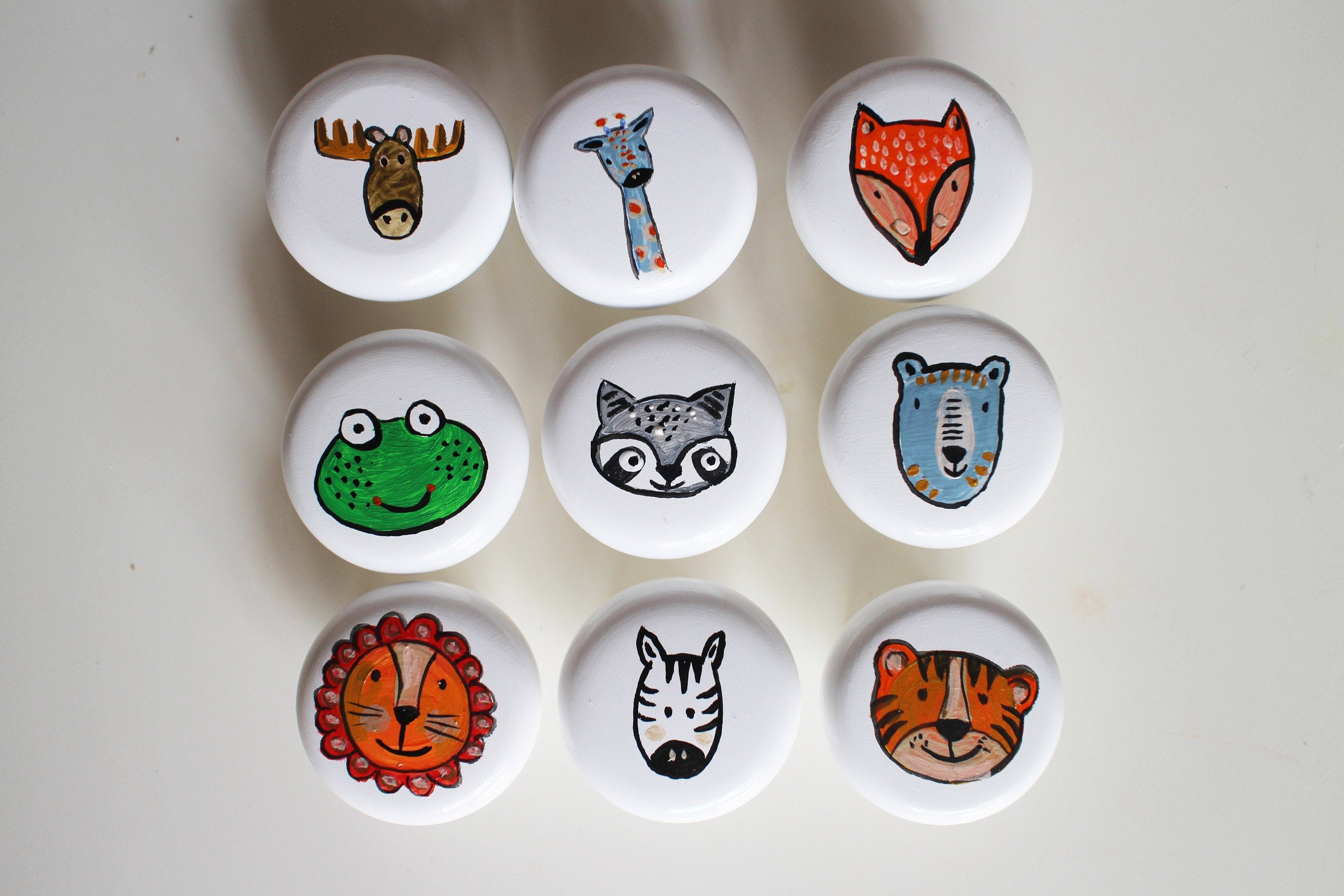 Animal Face Drawer Knobs Wooden Handmade Animal Drawer Knobs - Etsy