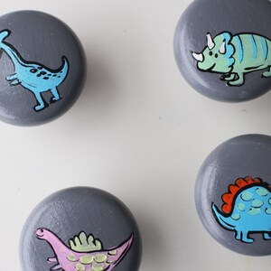Pastel Dinosaur Drawer Knobs Dino Wooden Handpained Drawer Knobs Kids ...