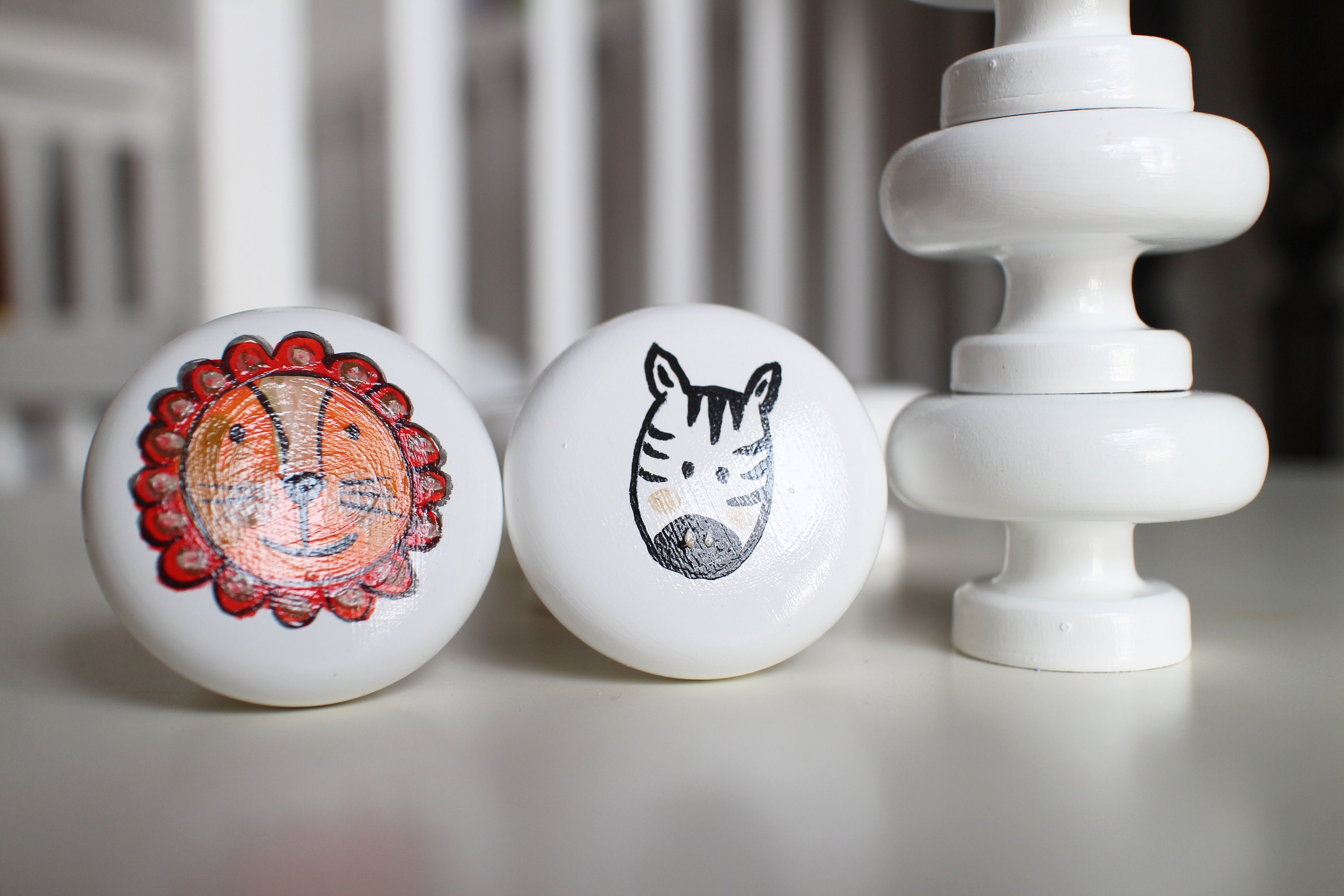 Animal Face Drawer Knobs Wooden Handmade Animal Drawer Knobs - Etsy