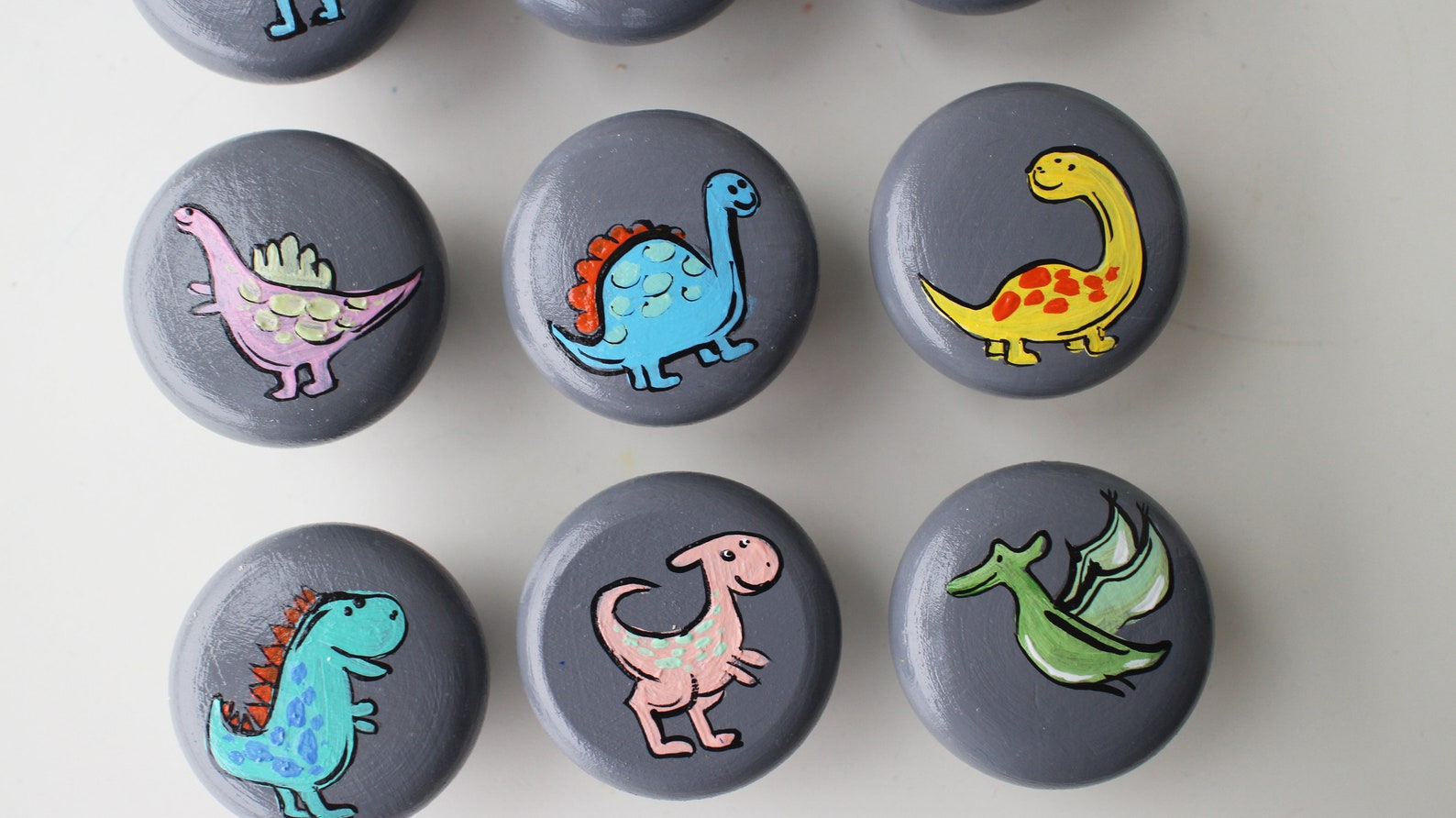 Pastel Dinosaur Drawer Knobs Dino Wooden Handpained Drawer - Etsy